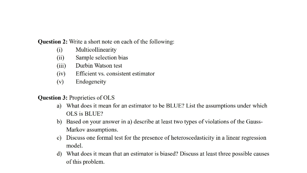 Solved Question 2: Write a short note on each of the | Chegg.com