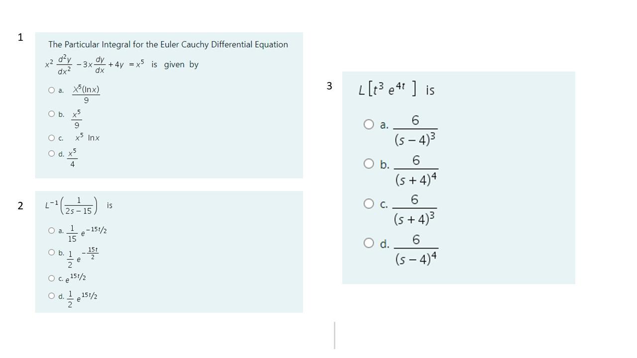 Solved 1 The Particular Integral for the Euler Cauchy | Chegg.com