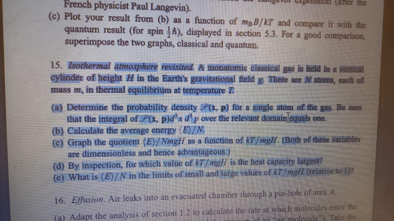 French plyysicist Paul Langevin). (c) Plot your | Chegg.com