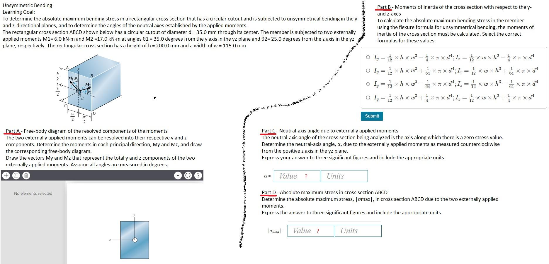 Solved Unsymmetric Bending Learning Goal: To determine the | Chegg.com