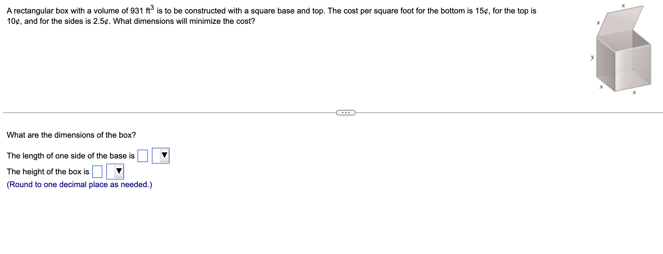 Solved A rectangular box with a volume of 931ft3 is to be | Chegg.com