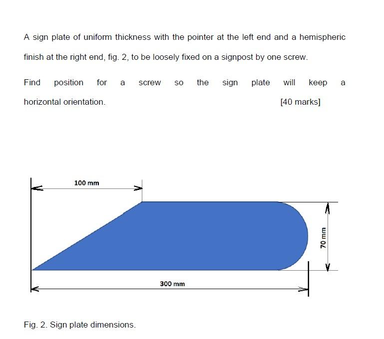 Solved A sign plate of uniform thickness with the pointer at | Chegg.com