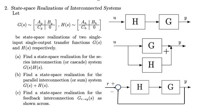 Solved 2. State-space Realizations of Interconnected Systems | Chegg.com