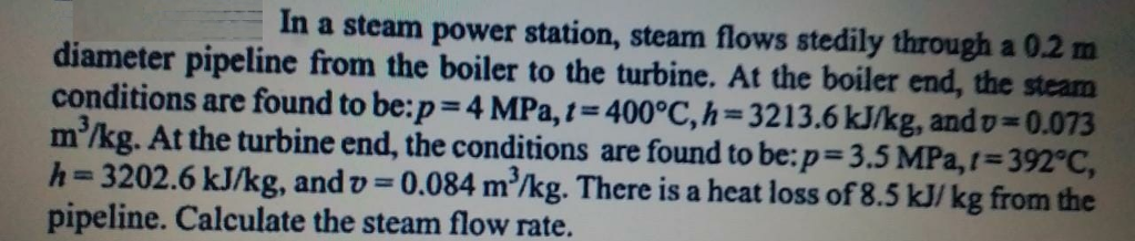 Solved In a steam power station, steam flows stedily through | Chegg.com