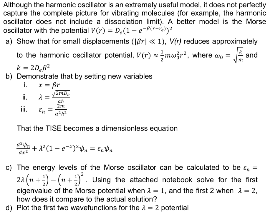 Solved Although the harmonic oscillator is an ﻿extremely | Chegg.com
