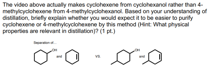 Solved The video above actually makes cyclohexene from | Chegg.com