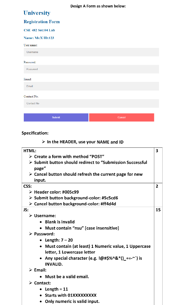 Solved Design A Form as shown below: University Registration | Chegg.com