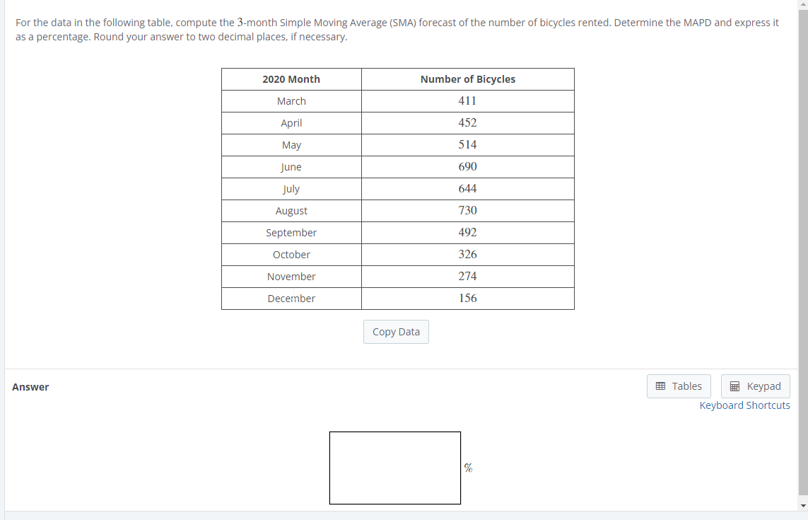Solved For the data in the following table, compute the | Chegg.com