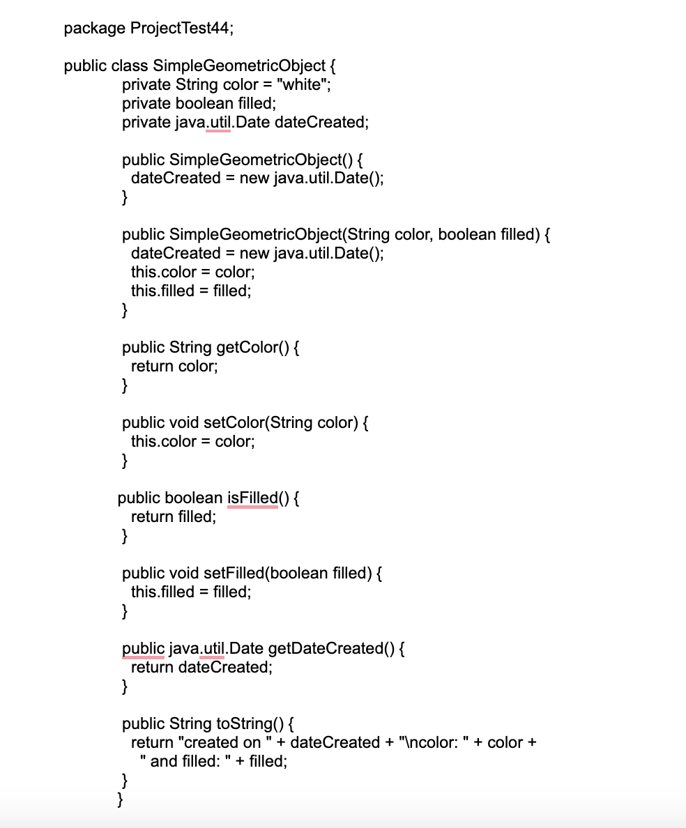 Solved package ProjectTest44; public class | Chegg.com