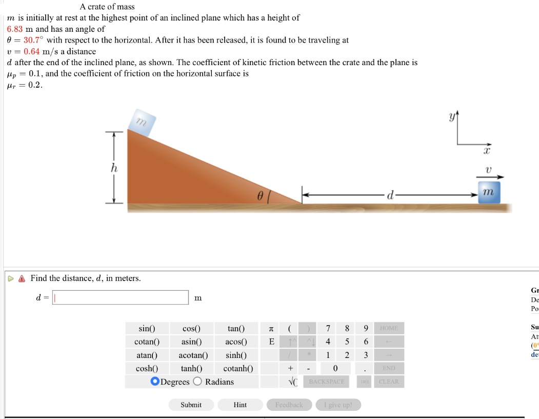 Solved A crate of mass m is initially at rest at the highest | Chegg.com