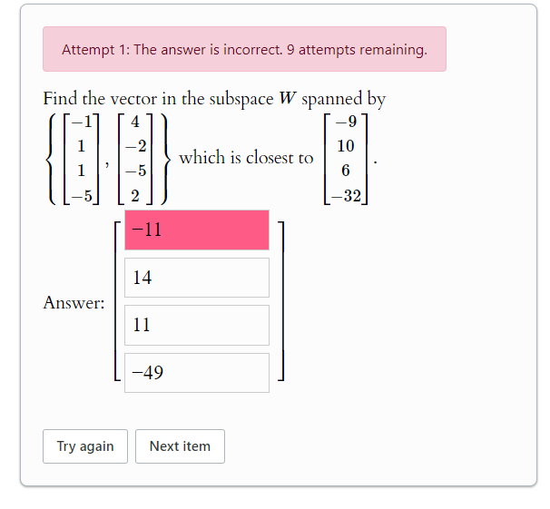 Solved Attempt 1: The answer is incorrect. 9 ﻿attempts | Chegg.com