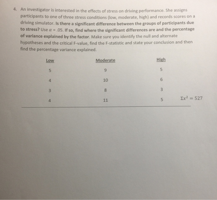 Solved 4. An investigator is interested in the effects of | Chegg.com