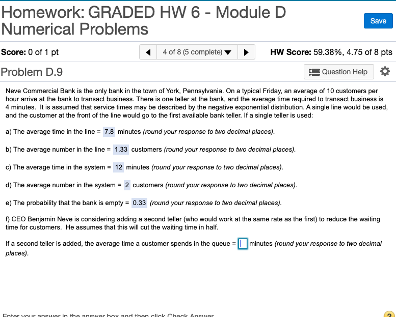 Solved Homework: GRADED HW 6 - Module D Numerical Problems | Chegg.com