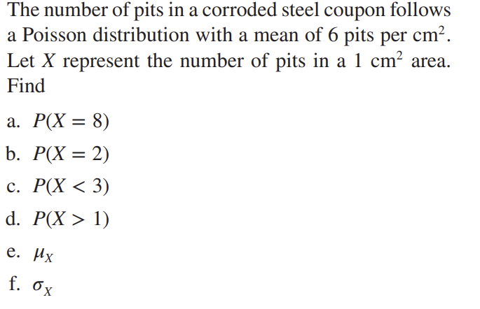 Solved The number of pits in a corroded steel coupon follows | Chegg.com