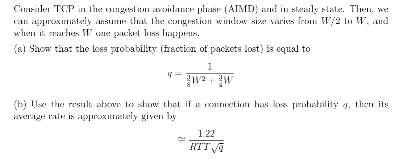 Solved Consider TCP in the congestion avoidance phase (AIMD) | Chegg.com