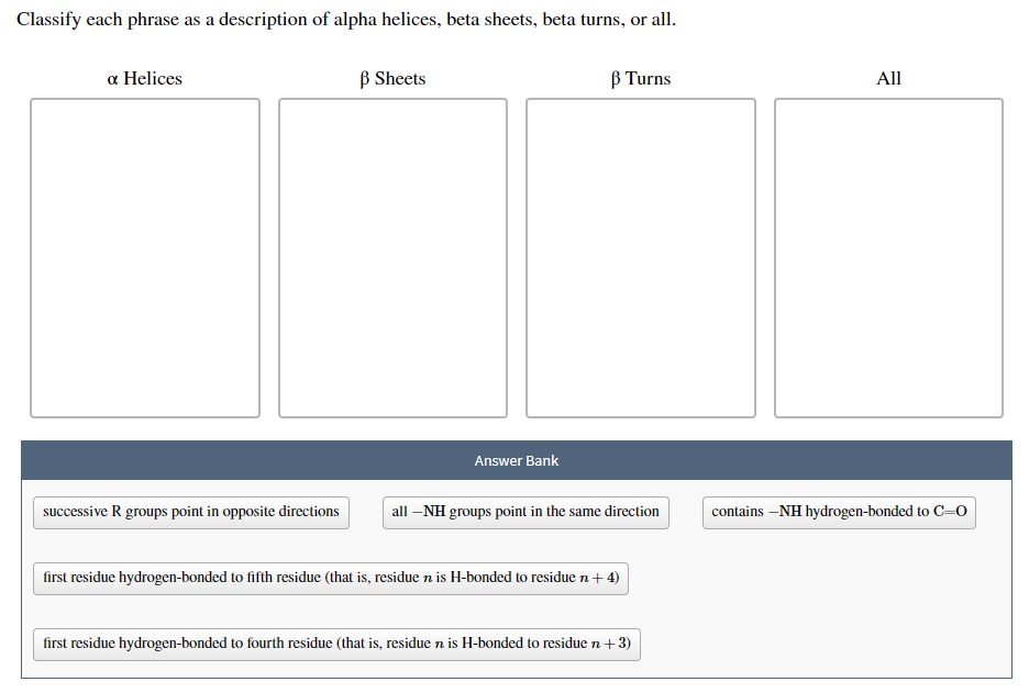 Solved Classify each phrase as a description of alpha | Chegg.com
