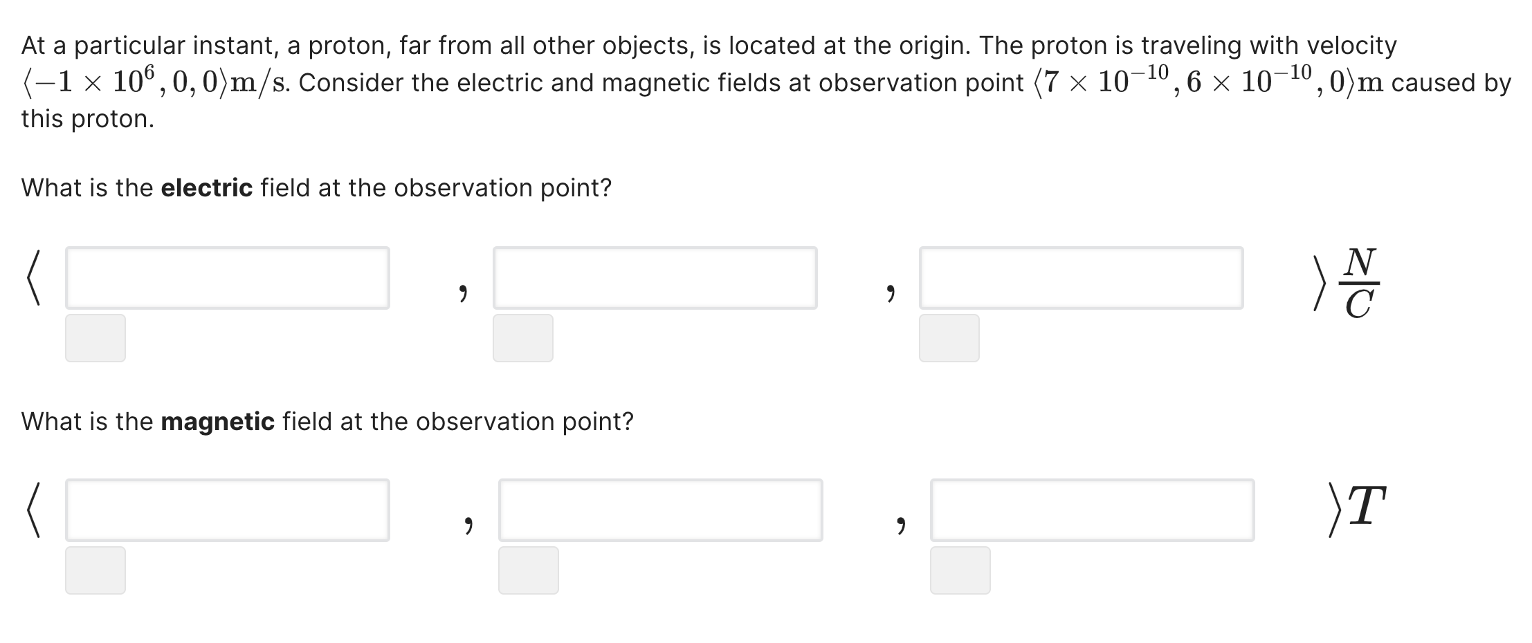 Solved At a particular instant, a proton, far from all other | Chegg.com