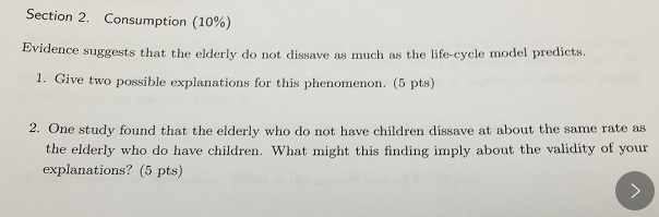 Solved Section 2. Consumption (10%) Evidence suggests that | Chegg.com
