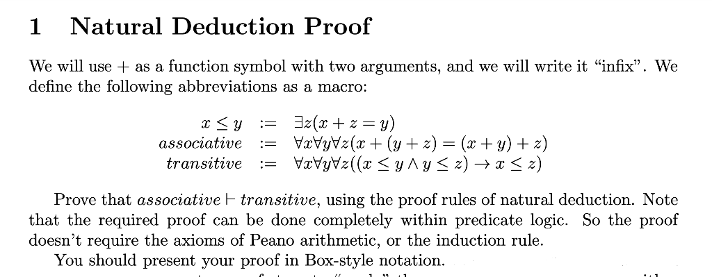 Solved 1 Natural Deduction Proof We will use + as a function | Chegg.com