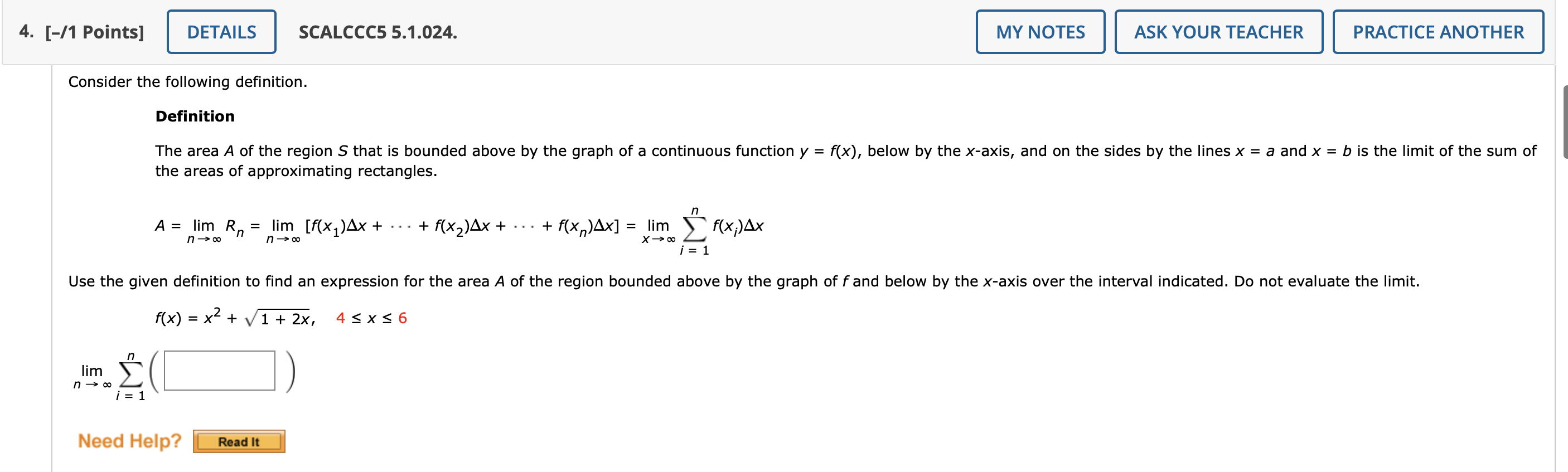 Solved Definition the areas of approximating rectangles. | Chegg.com