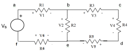 Solved By using KVL find V1 V2 V3 V4 V5 V6 Vs R1=1 K R2= | Chegg.com