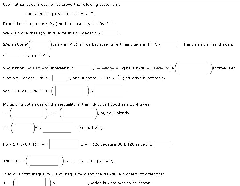 Solved For Each Integer N≥013n≤4n Proof Let The Property 