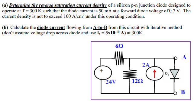 Solved (a) Determine the reverse saturation current density | Chegg.com