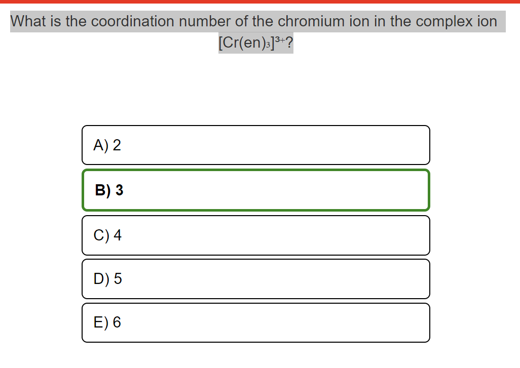 Solved What is the coordination number of the chromium ion | Chegg.com