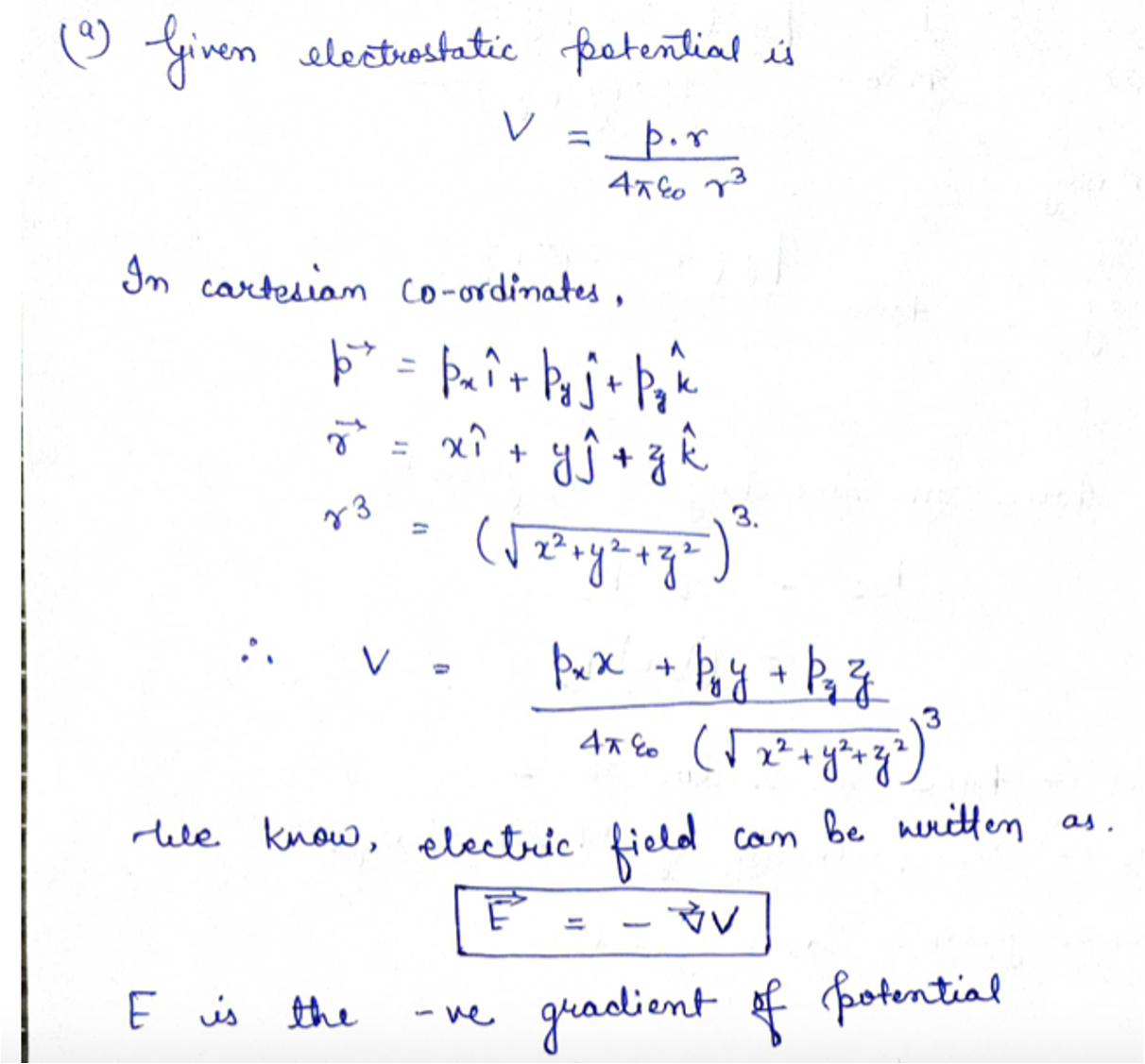Solved a) An electrostatic potential is given by: | Chegg.com