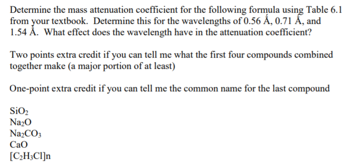 TABLE 6.1 Mass absorption coefficients for x-rays of | Chegg.com