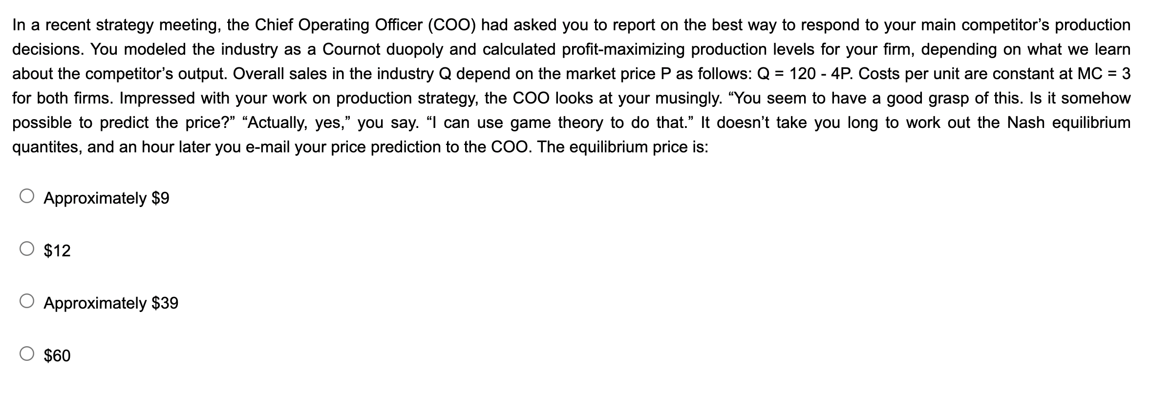 Solved In a recent strategy meeting, the Chief Operating | Chegg.com