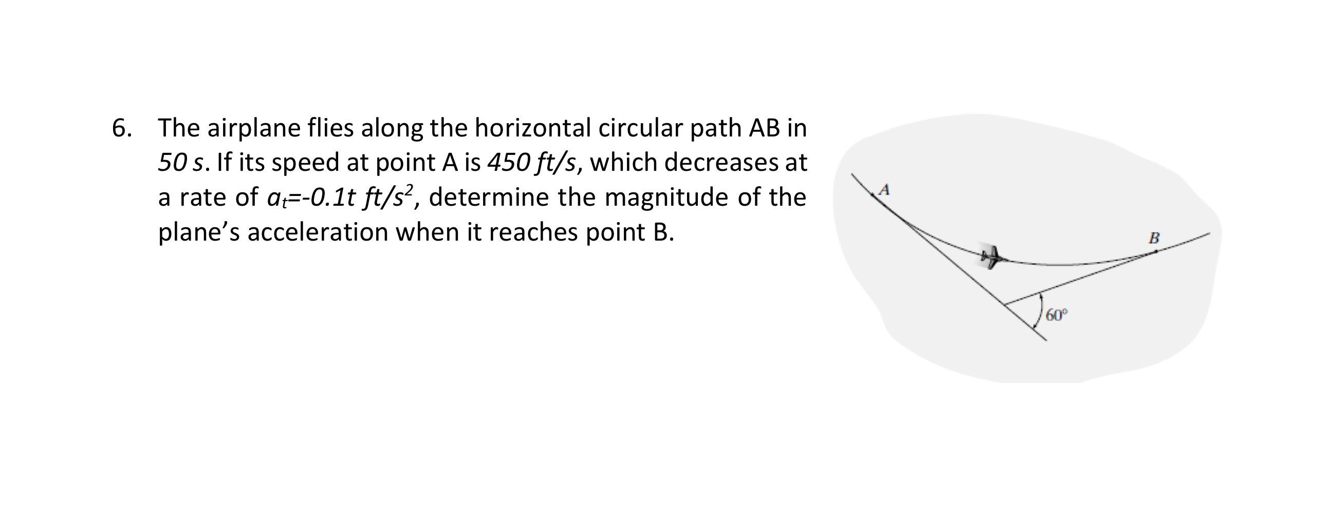 Solved 6. The airplane flies along the horizontal circular | Chegg.com