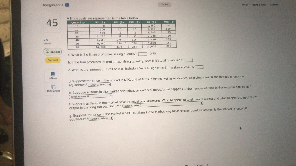 Solved Assignment 4 Help Save & Exit Submit Saved A firm's | Chegg.com