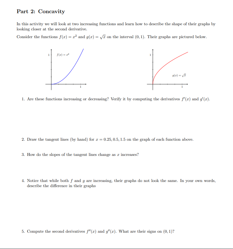 Solved Part 2: Concavity In this activity we will look at | Chegg.com
