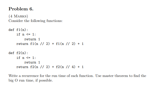 Solved Problem 6. (4 MARKS) Consider the following | Chegg.com