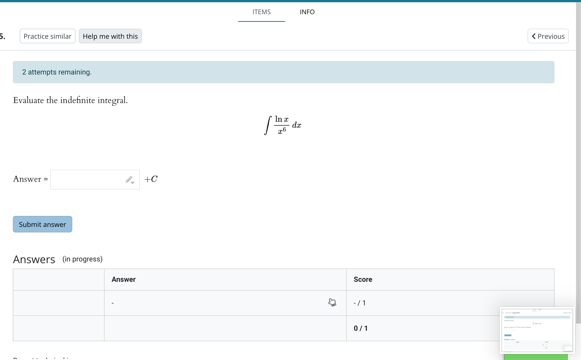 Solved ITEMS INFOPractice similar