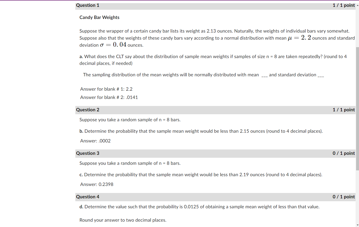 Solved Candy Bar Weights Suppose the wrapper of a certain | Chegg.com