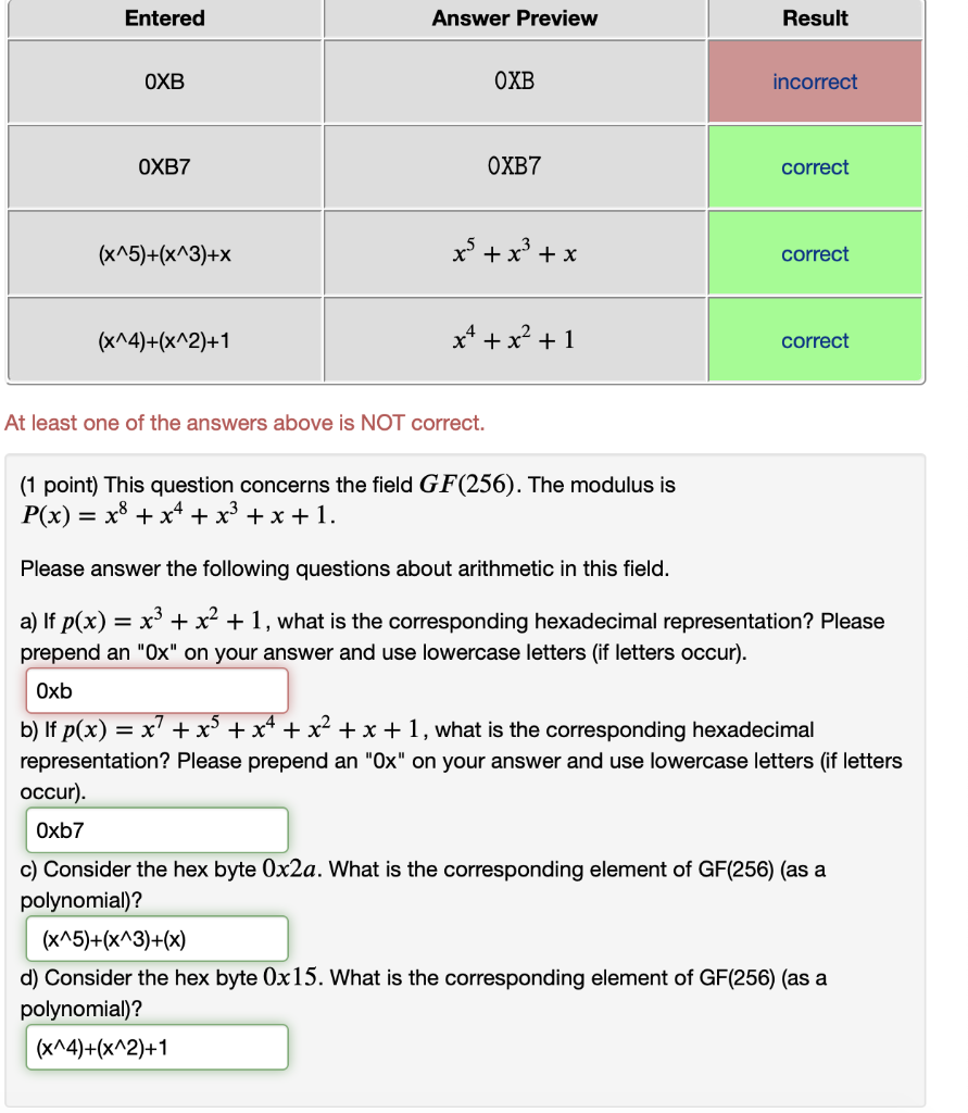 Solved Entered Answer Preview Result OXB OXB incorrect OXB7 | Chegg.com