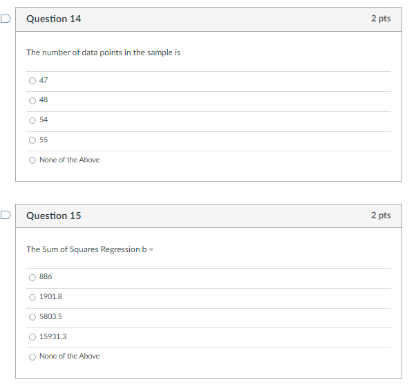 Solved Multiple Choice - Section 2 - Q13 to 20 For a data | Chegg.com