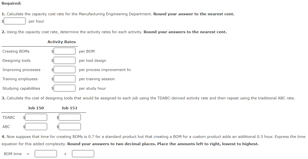 Solved Calculate the activity rate for the activity of | Chegg.com
