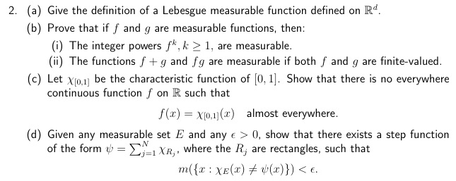 A Give The Definition Of A Lebesgue Measurable