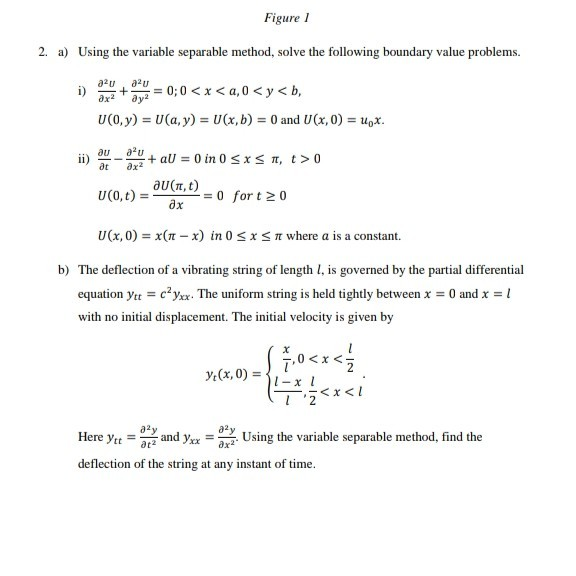 Figure 1 2. a) Using the variable separable method, | Chegg.com