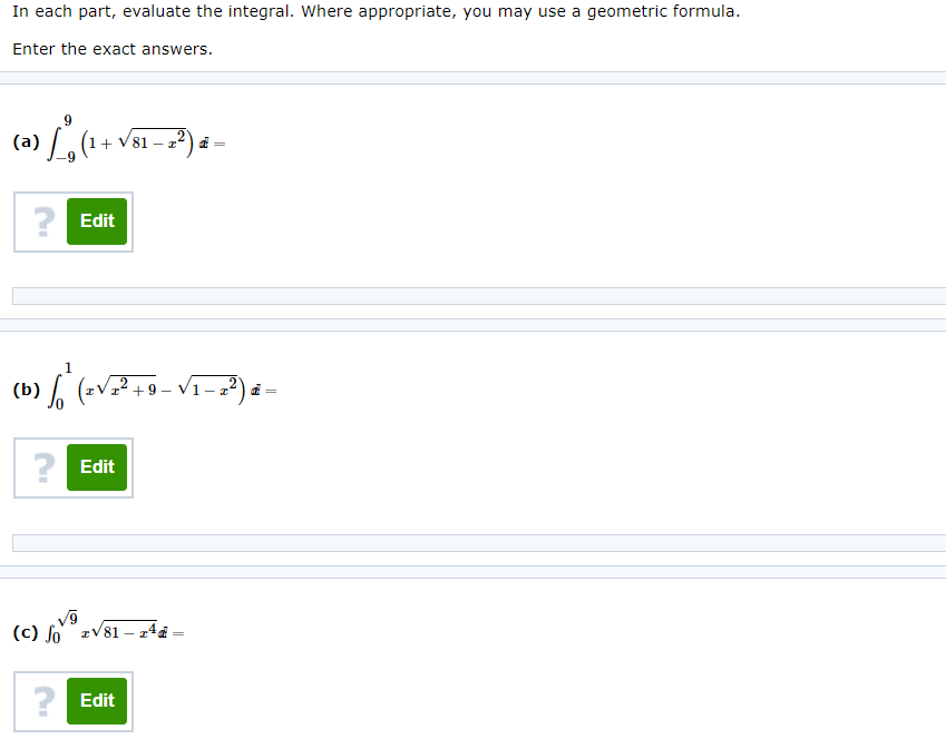 Solved In each part, evaluate the integral. Where | Chegg.com