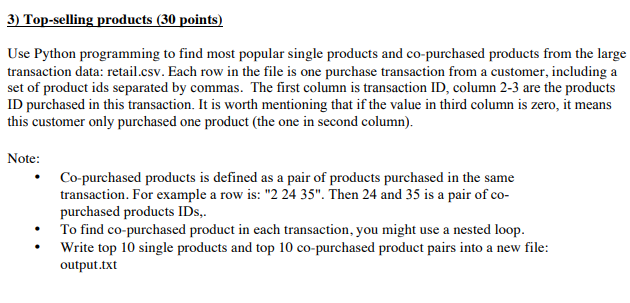 Solved 3) Top-selling products (30 points) Use Python | Chegg.com