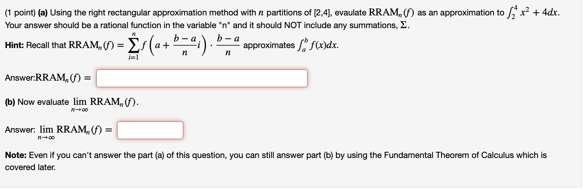 Solved (1 point) (a) Using the right rectangular | Chegg.com