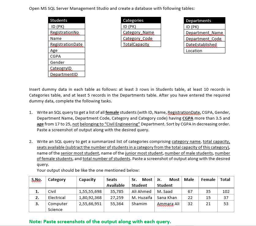 Solved Open MS SQL Server Management Studio and create a | Chegg.com