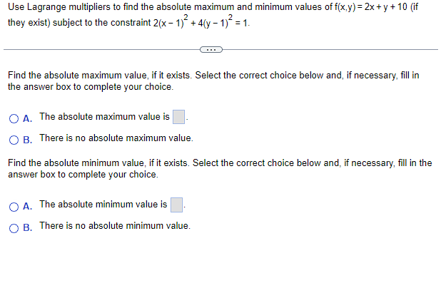 Solved Use Lagrange multipliers to find the absolute maximum | Chegg.com