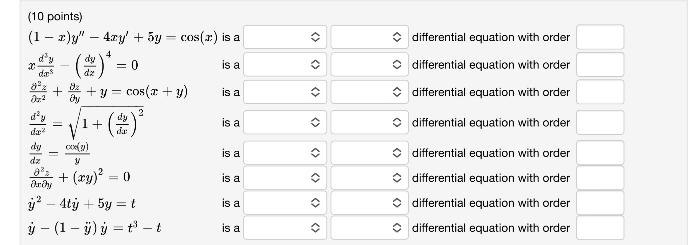 Solved (10 points) \begin{tabular}{lll} | Chegg.com