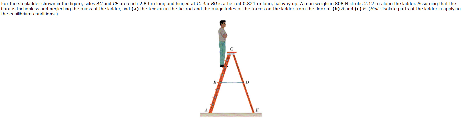 Solved For the stepladder shown in the figure, sides AC and | Chegg.com