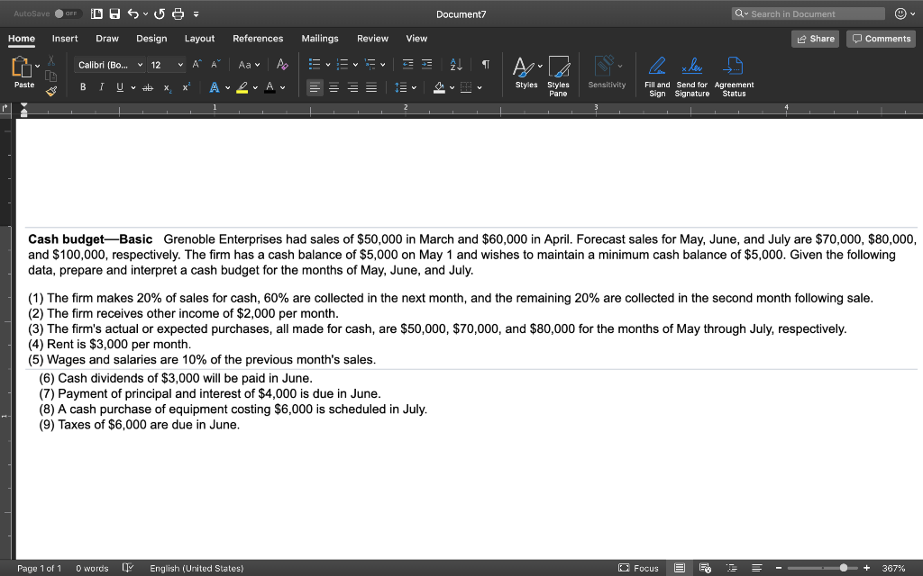 Solved Document? Home Insert Draw Design Layout References | Chegg.com